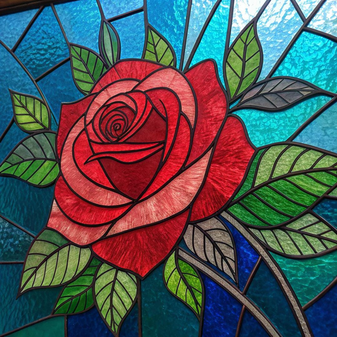 25 Stained Glass Rose Bundle PNG - High Resolution Big Stained Wall Art ...