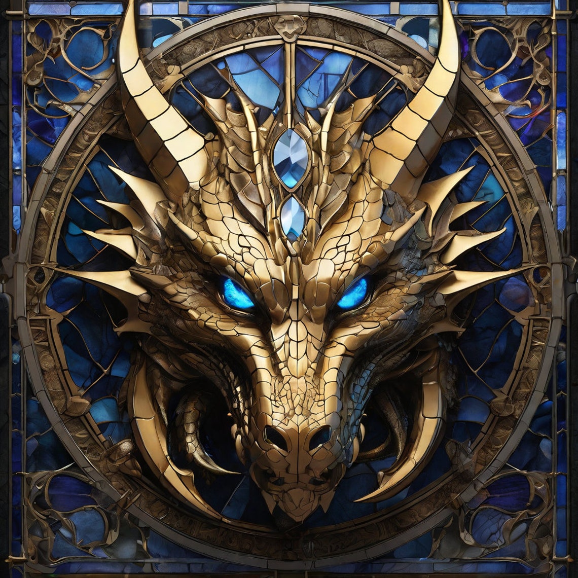 50 Stained Glass Dragons Bundle PNG - High Resolution Big Stained Wall ...