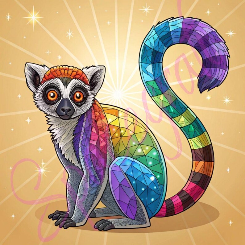 25 Stained Glass Lemur Bundle PNG - High Resolution Big Stained Wall ...