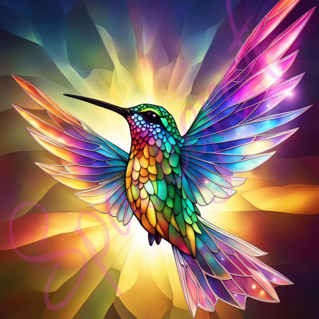 50 Stained Glass Hummingbird Bundle PNG - High Resolution Big Stained ...