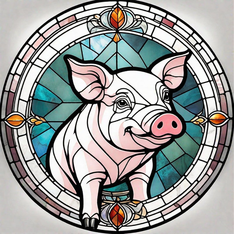 Stained Glass Pig - Etsy