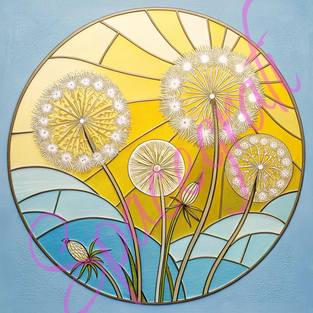 25 Stained Glass Dandelion Bundle PNG - High Resolution Big Stained ...