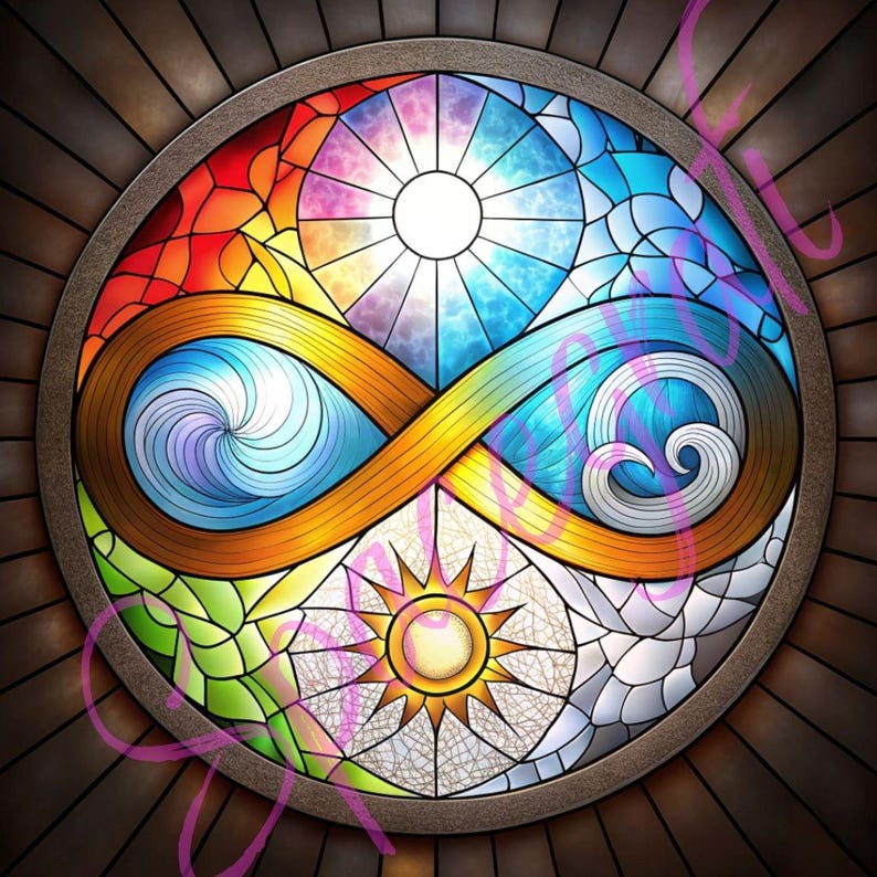 25 Stained Glass Yoga Infinity Symbol Bundle PNG High-resolution Wall ...