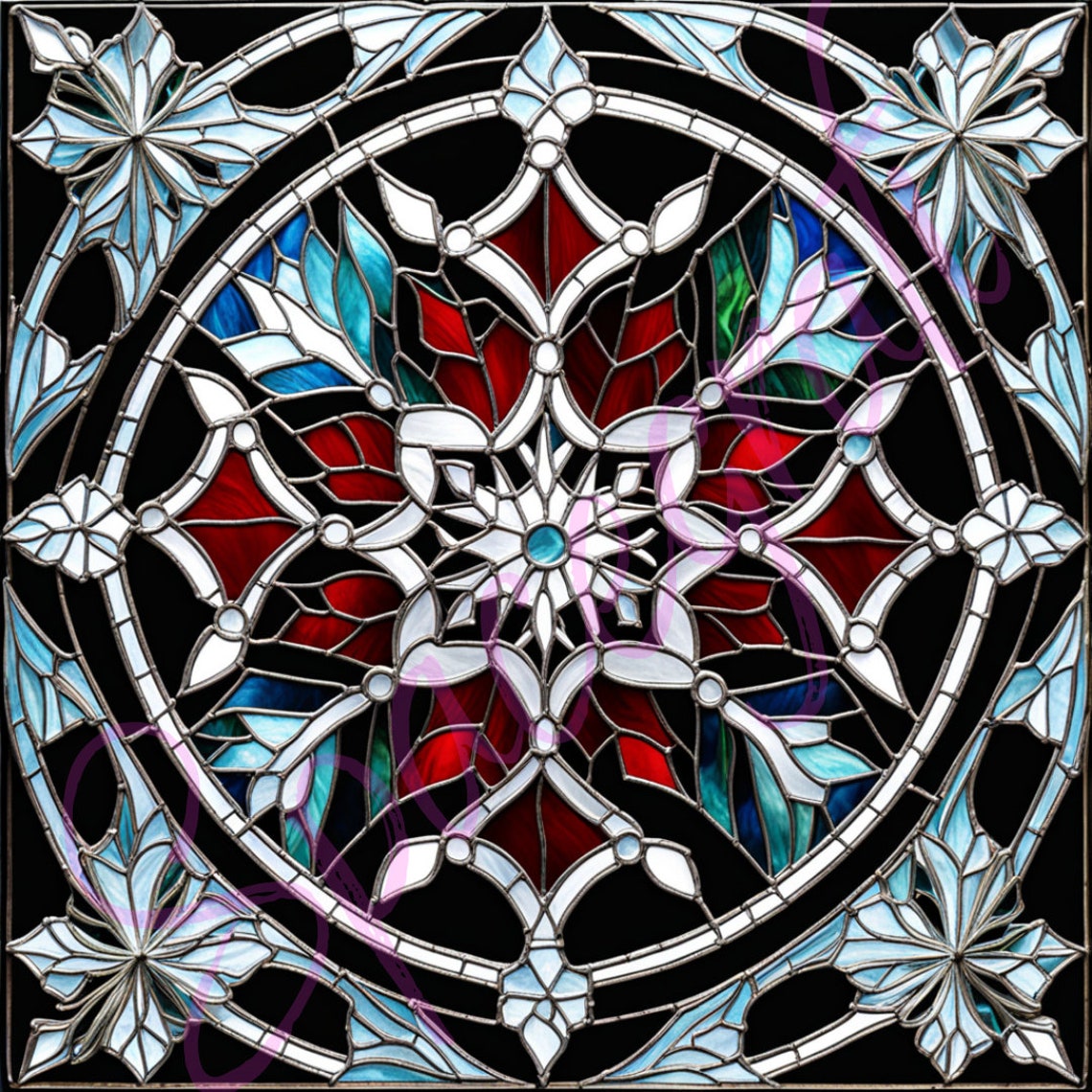 25 Stained Glass Snowflake Bundle PNG - High Resolution Big Stained ...