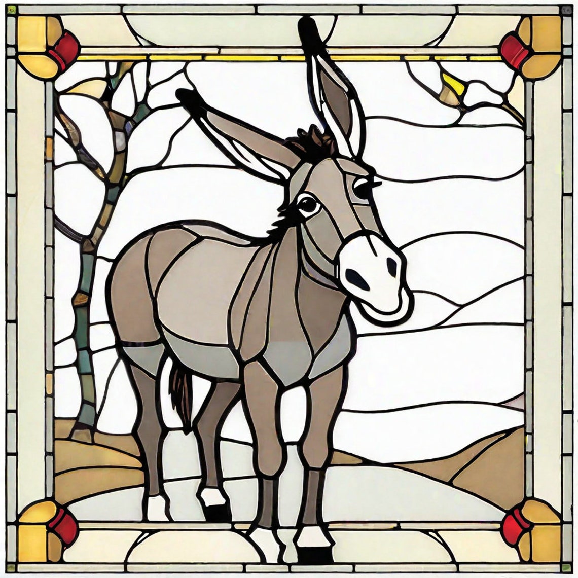 50 Stained Glass Donkeys Bundle PNG - High Resolution Big Stained Wall ...