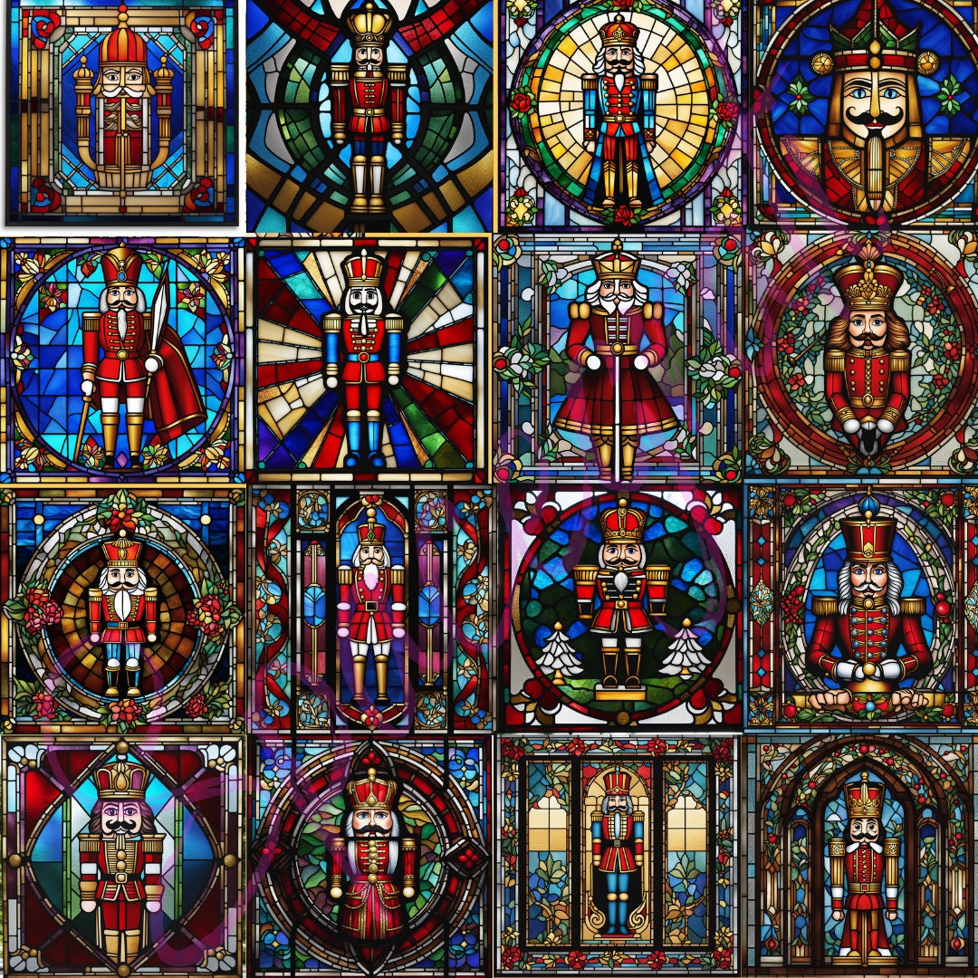 25 Stained Glass Nutcracker Bundle PNG High Resolution Big Stained Wall ...