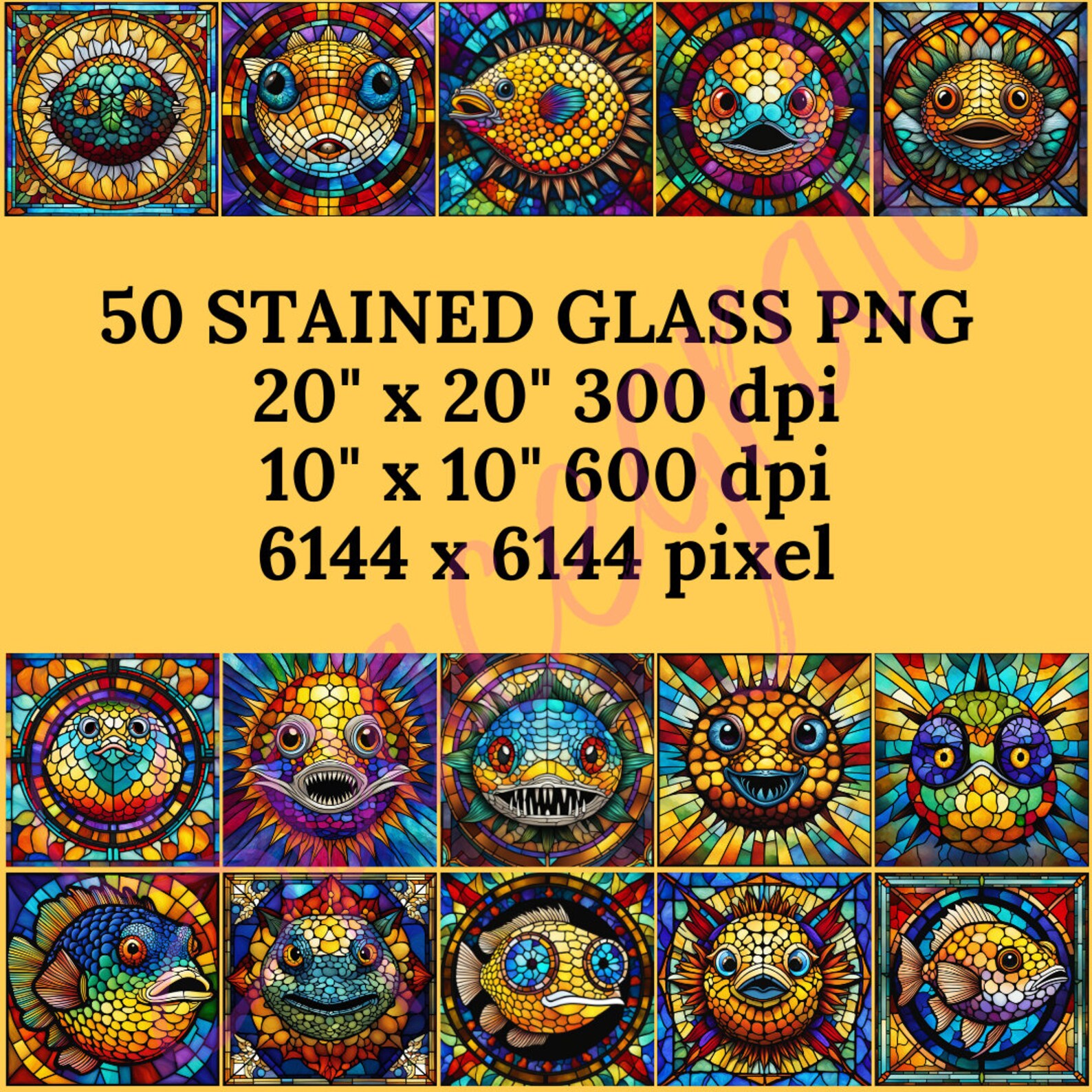 50 Stained Glass Puffer Bundle PNG - High Resolution Big Stained Wall ...
