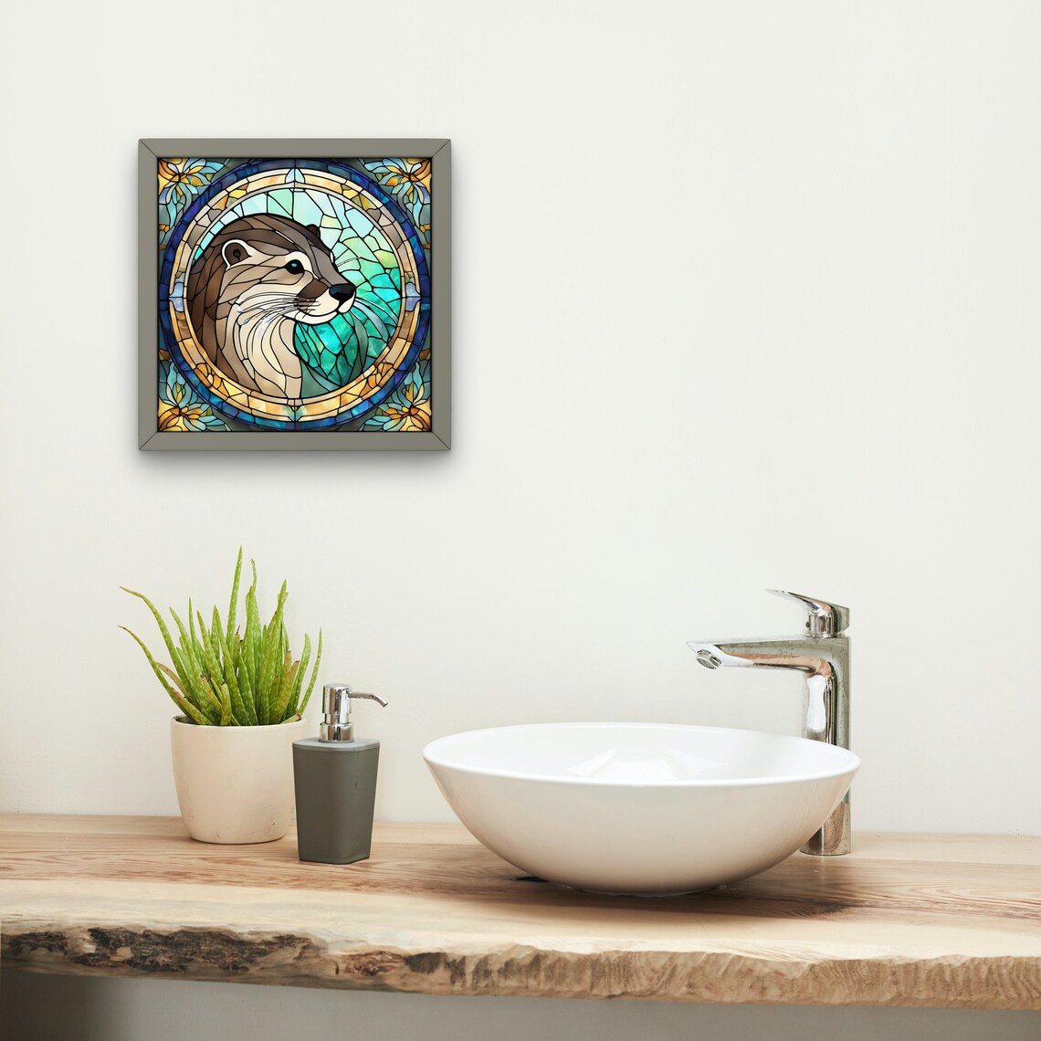 50 Stained Glass Otter Bundle PNG High Resolution Big Stained Wall Art ...