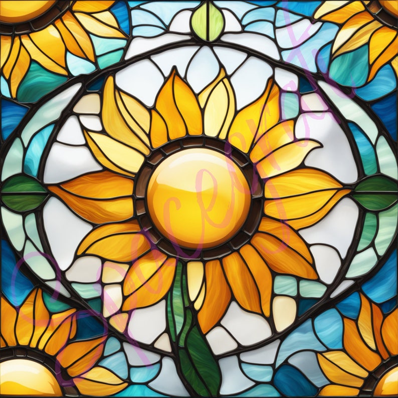 50 Stained Glass Sunflower Bundle PNG - High Resolution Big Stained ...