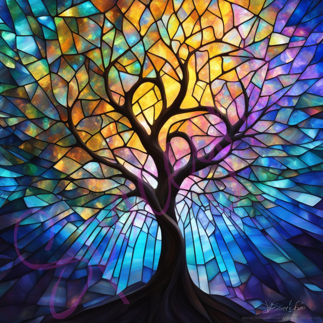 50 Stained Glass Tree Bundle PNG - High Resolution Big Stained Wall Art ...