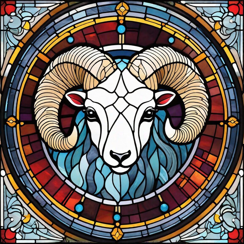 50 Stained Glass Rams Bundle PNG - High Resolution Big Stained Wall Art ...