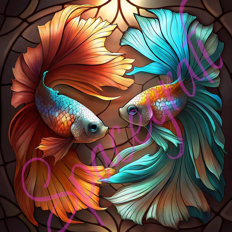 25 Stained Glass Betta Fish Bundle PNG High-resolution Digital Art for ...