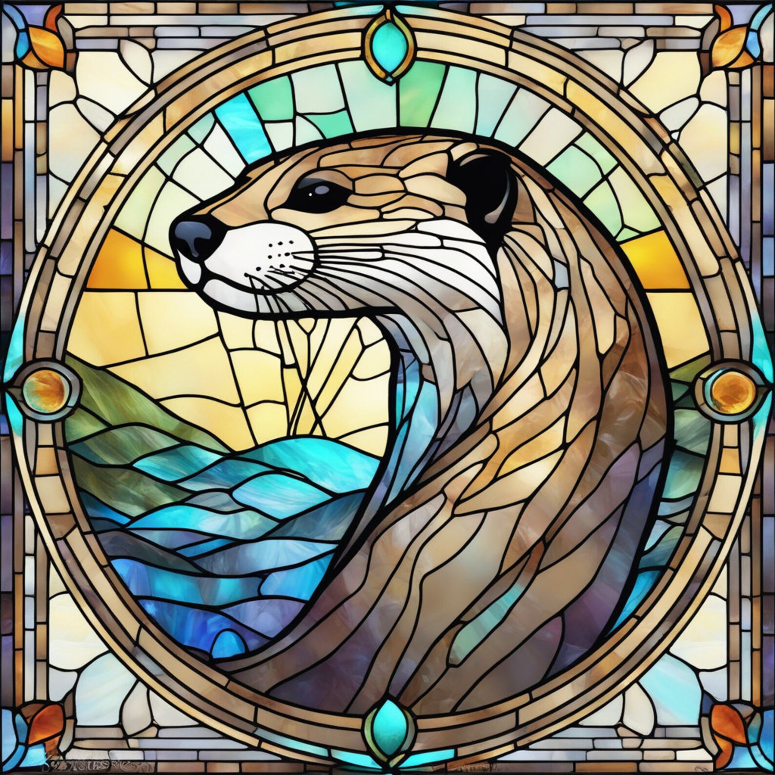 50 Stained Glass Otter Bundle PNG - High Resolution Big Stained Wall ...