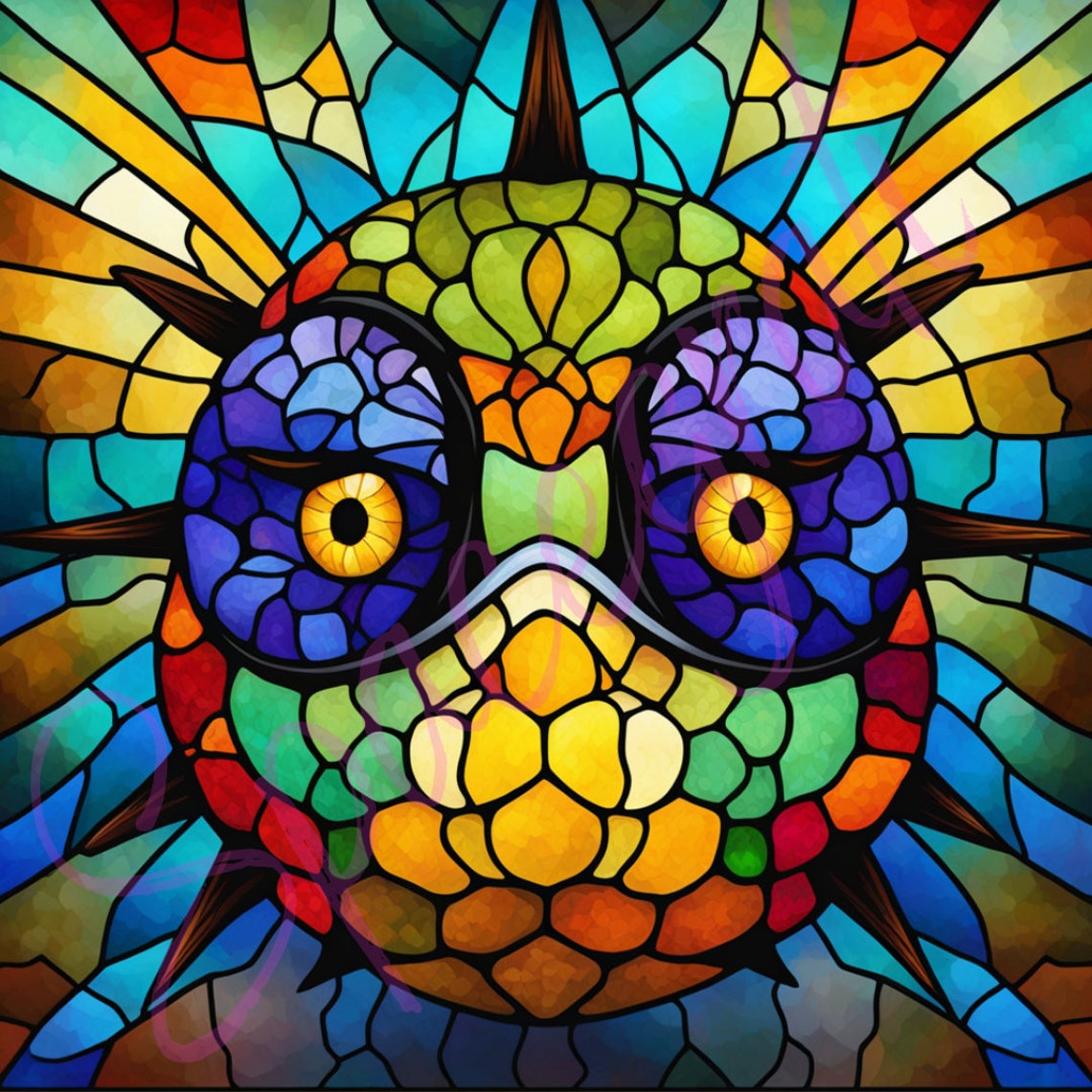 50 Stained Glass Puffer Bundle PNG High Resolution Big Stained Wall Art ...
