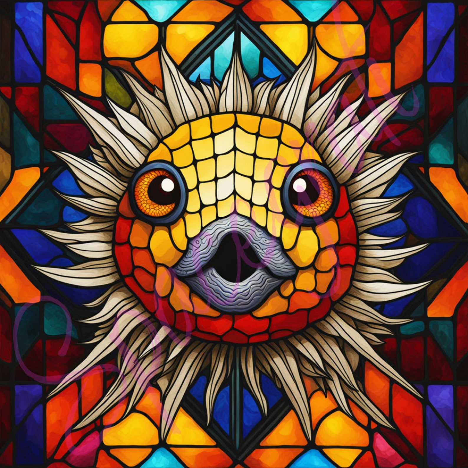 50 Stained Glass Puffer Bundle PNG - High Resolution Big Stained Wall ...