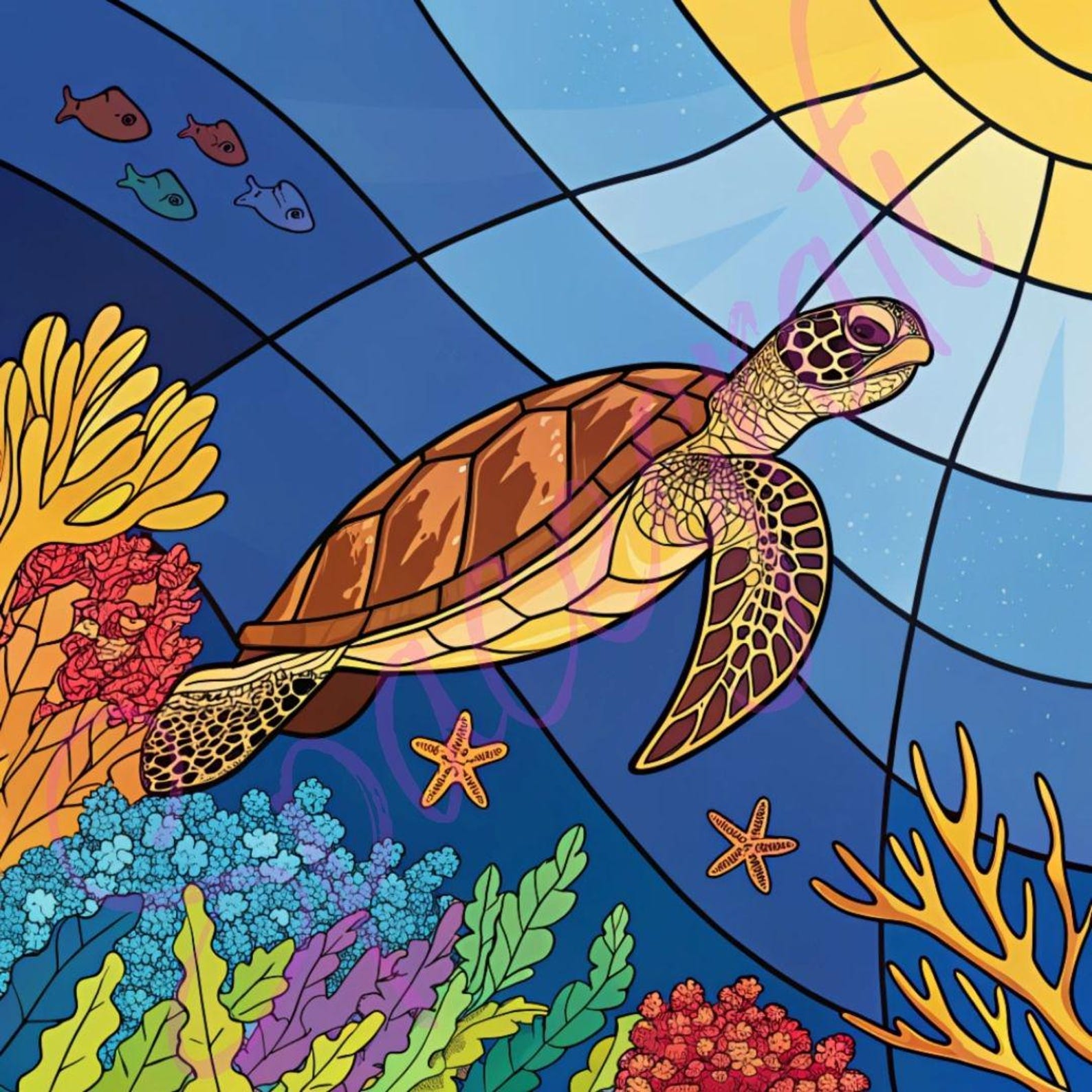 25 Stained Glass Sea Turtle Bundle PNG - High Resolution Big Stained ...