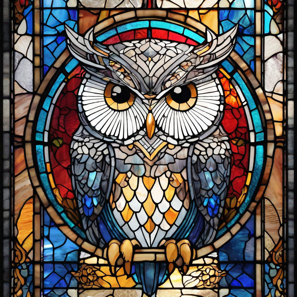 50 Stained Glass Owls Bundle PNG - High Resolution Big Stained Wall Art ...