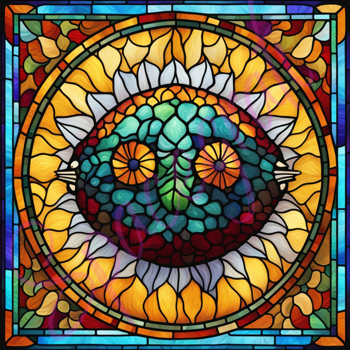 50 Stained Glass Puffer Bundle PNG High Resolution Big Stained Wall Art ...