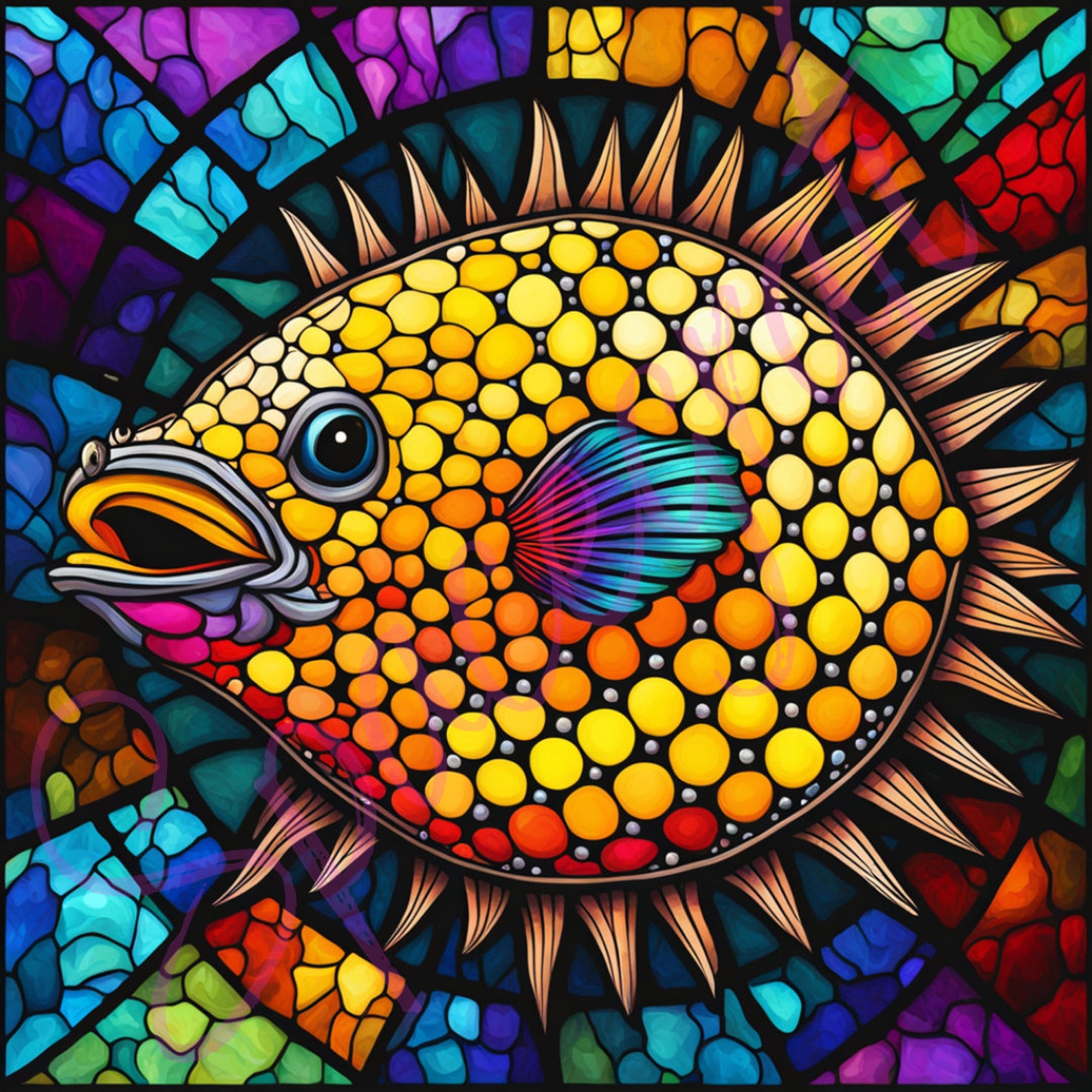 50 Stained Glass Puffer Bundle PNG - High Resolution Big Stained Wall ...
