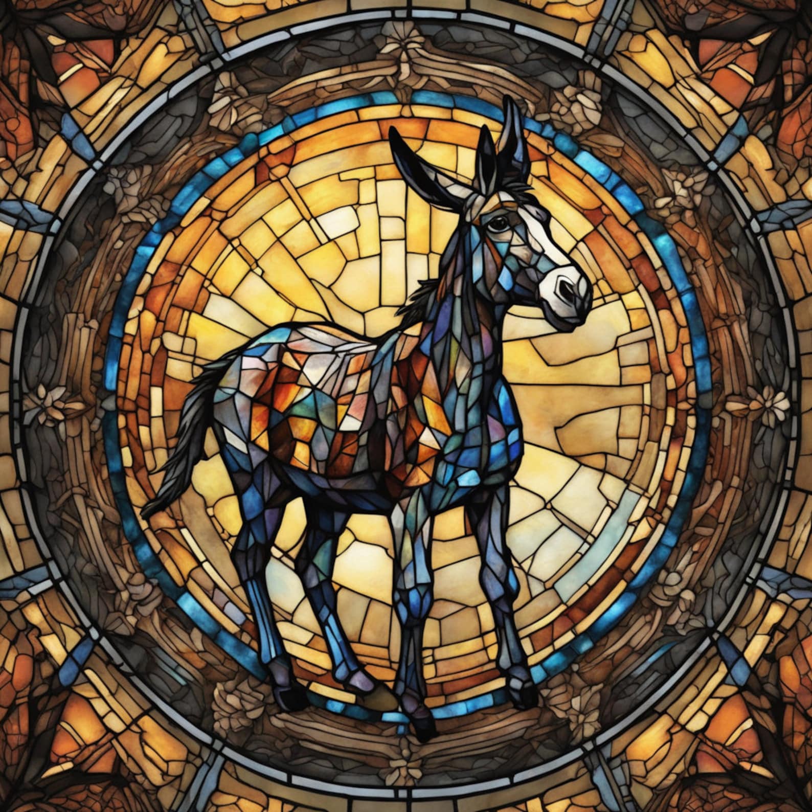 50 Stained Glass Donkeys Bundle PNG - High Resolution Big Stained Wall ...