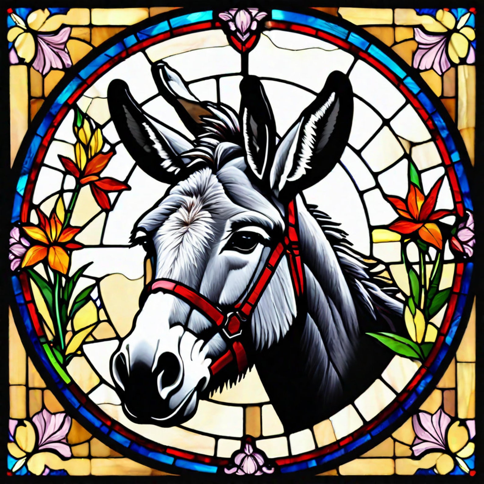 50 Stained Glass Donkeys Bundle PNG - High Resolution Big Stained Wall ...