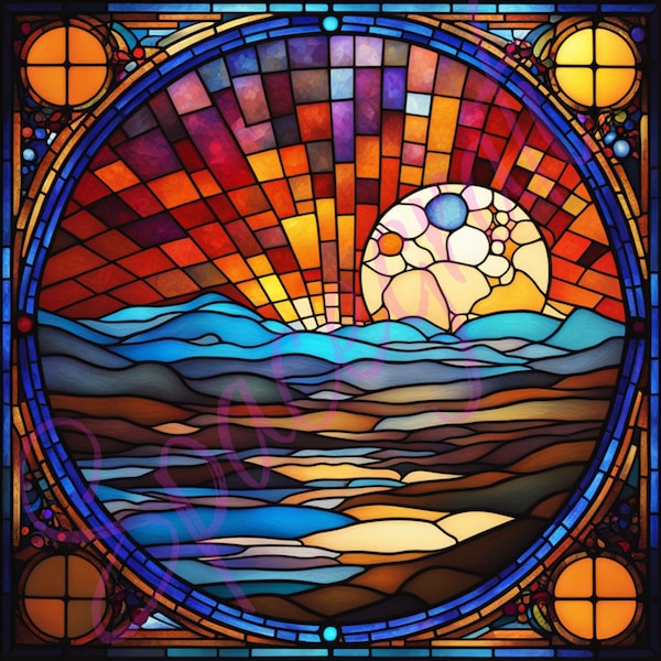 Stained Glass Moon - Etsy