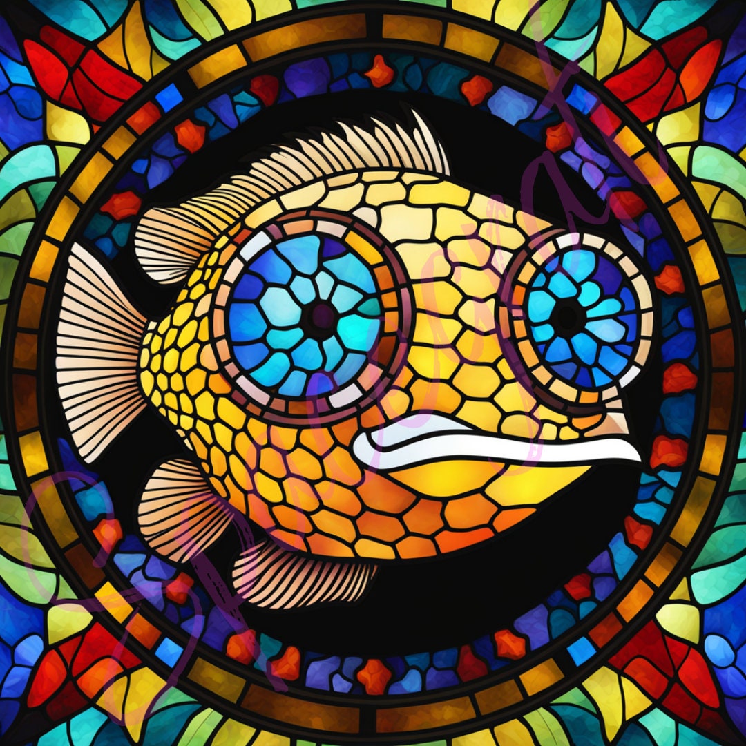 50 Stained Glass Puffer Bundle PNG High Resolution Big Stained Wall Art ...