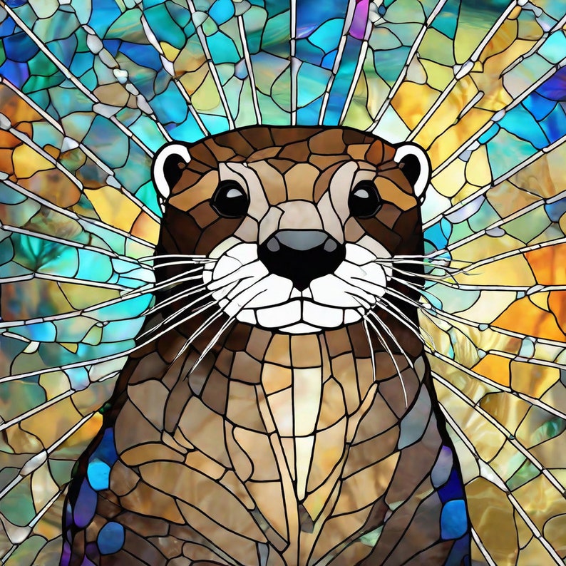 50 Stained Glass Otter Bundle PNG - High Resolution Big Stained Wall ...