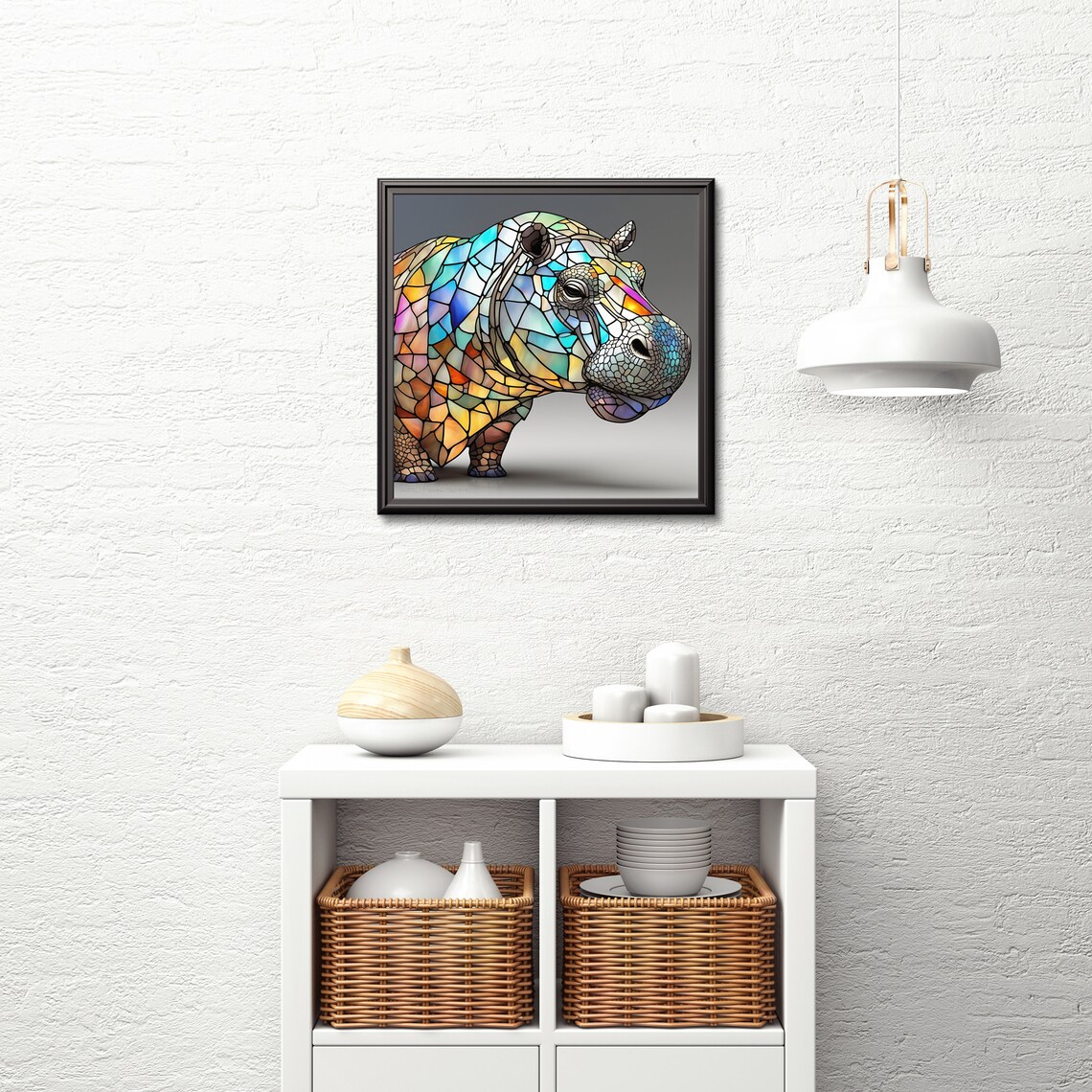50 Stained Glass Hippos Bundle PNG High Resolution Big Stained Wall Art ...