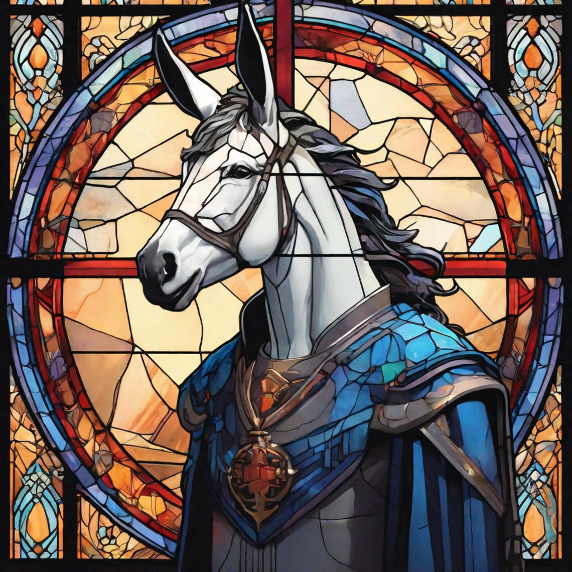 50 Stained Glass Donkeys Bundle PNG - High Resolution Big Stained Wall ...