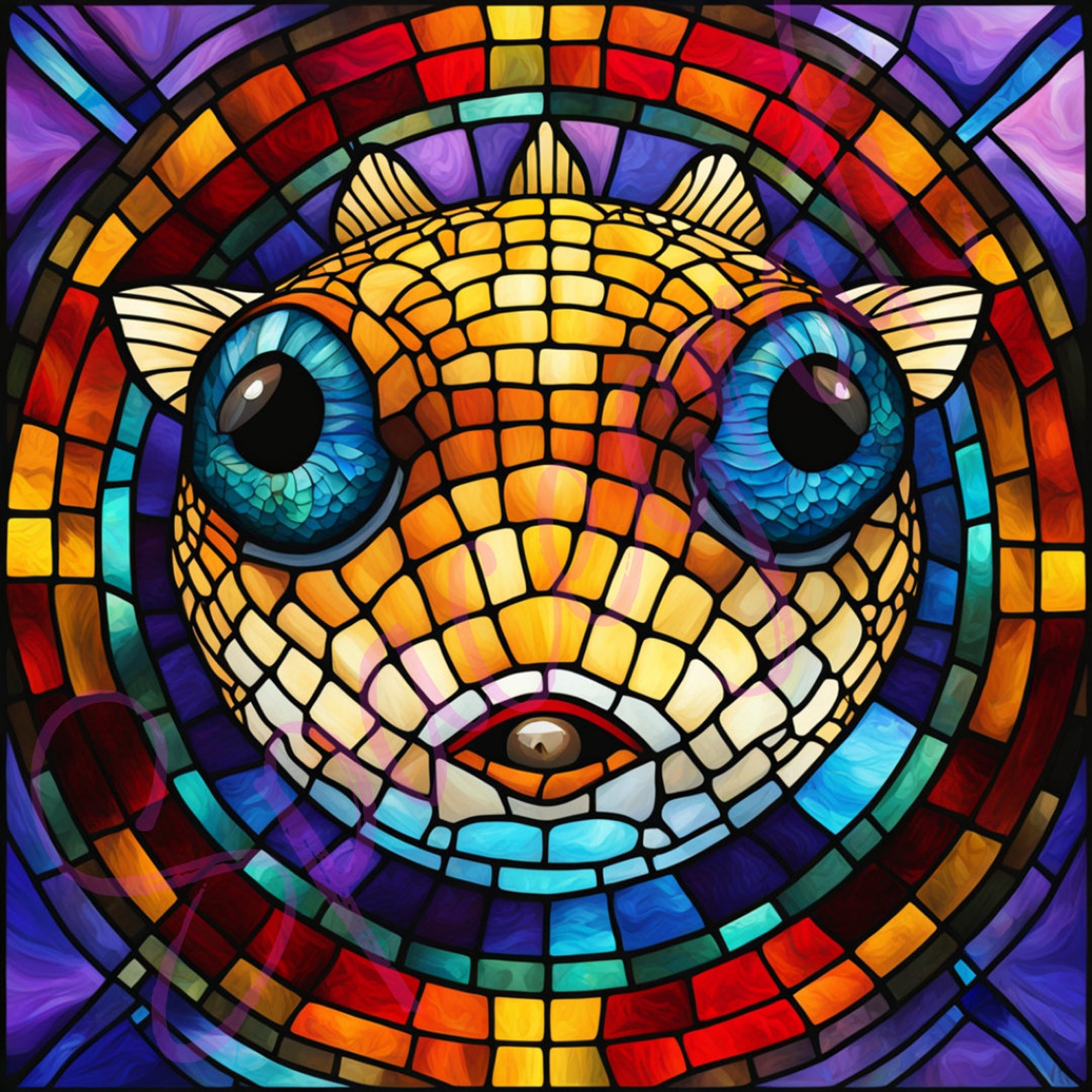 50 Stained Glass Puffer Bundle PNG - High Resolution Big Stained Wall ...