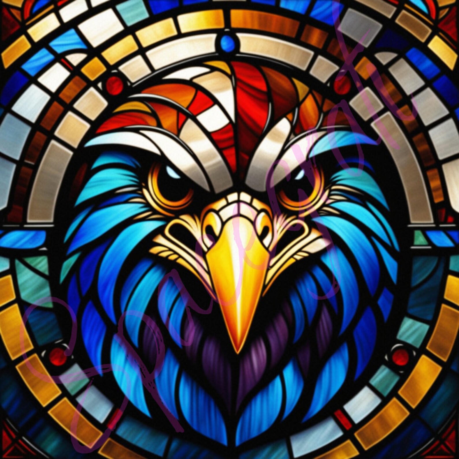 25 Stained Glass Eagle Bundle PNG - High Resolution Big Stained Wall Art Bundle - Glass Paint ...