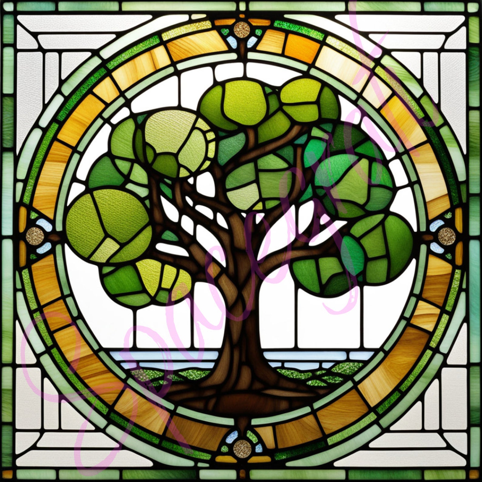 50 Stained Glass Tree Bundle PNG High Resolution Big Stained Wall Art ...