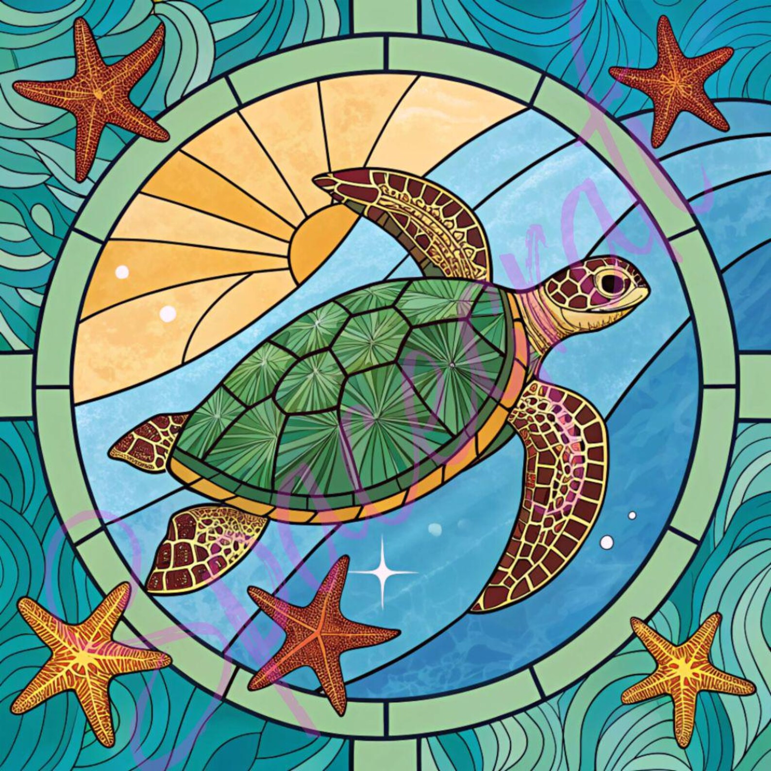25 Stained Glass Sea Turtle Bundle PNG - High Resolution Big Stained ...