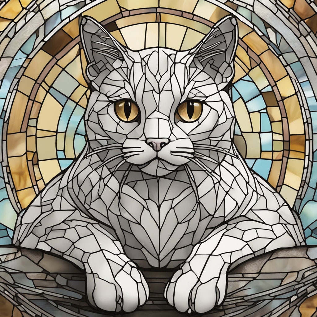 200 Stained Glass Cats Bundle PNG - High Resolution Big Stained Wall ...