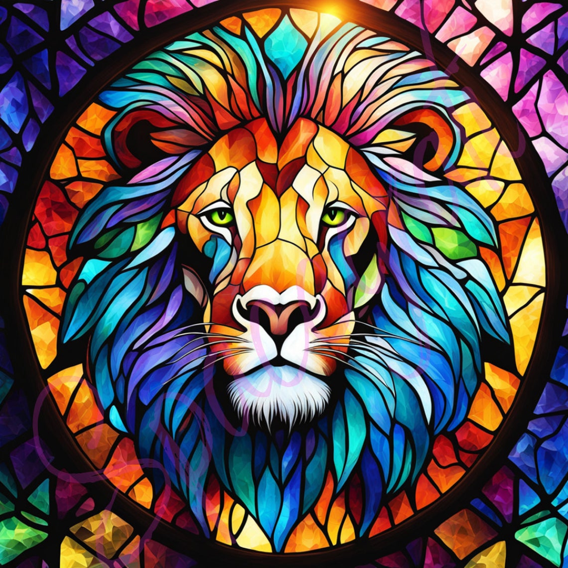 25 Stained Glass Lion Bundle PNG High Resolution Big Stained Wall Art ...