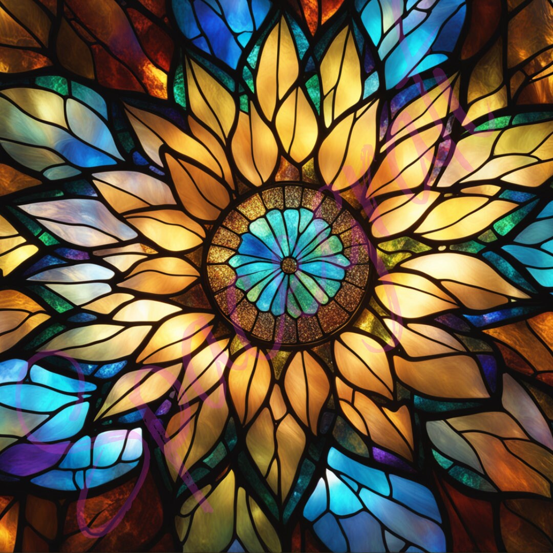 50 Stained Glass Sunflower Bundle PNG - High Resolution Big Stained ...