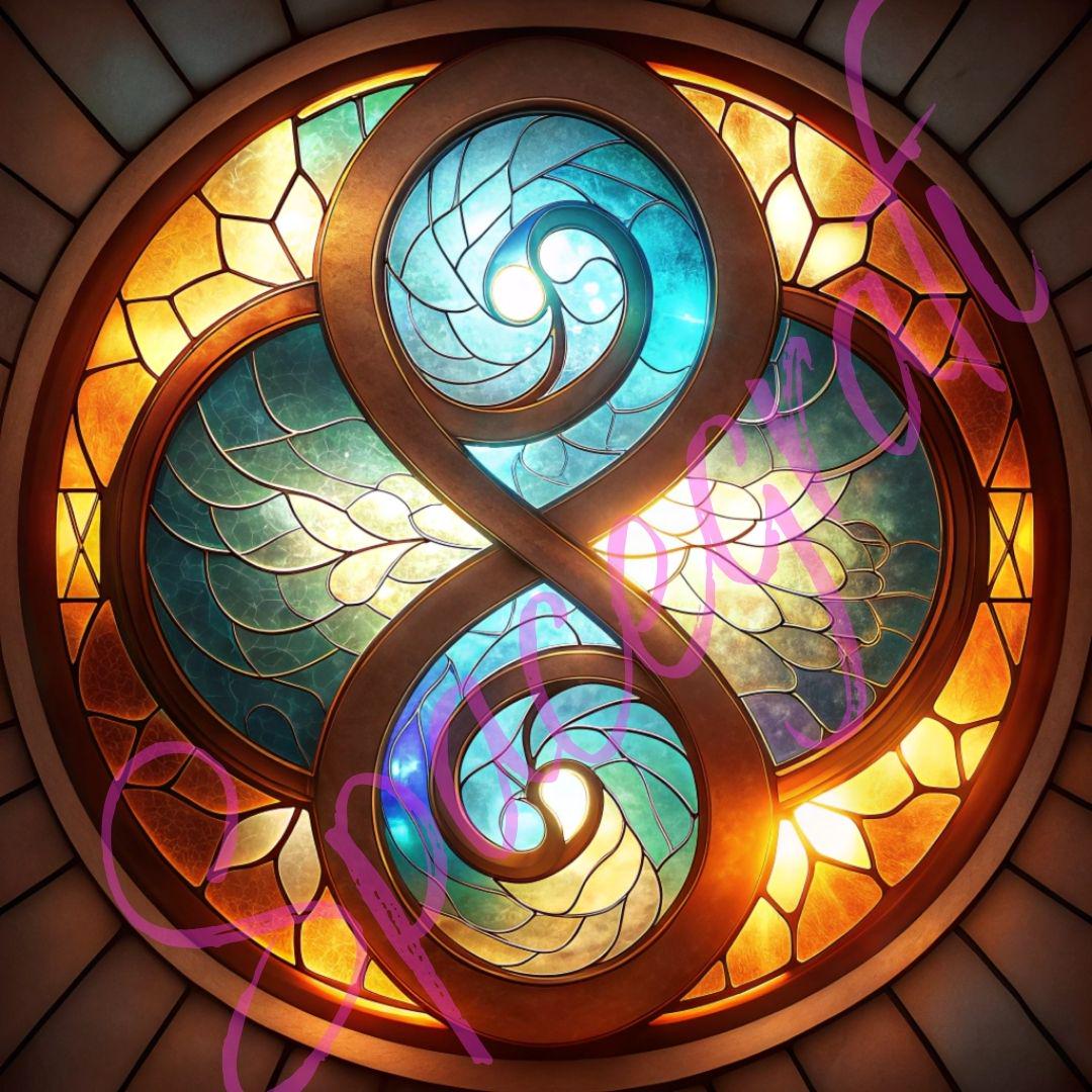 25 Stained Glass Yoga Infinity Symbol Bundle PNG High-resolution Wall ...