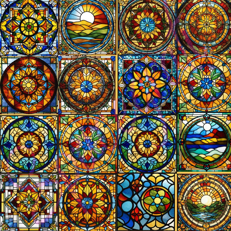 50 Stained Glass Suncatcher Bundle PNG - High Resolution Big Stained ...
