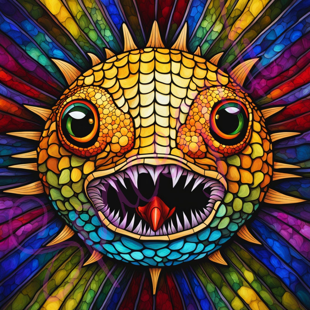 50 Stained Glass Puffer Bundle PNG High Resolution Big Stained Wall Art ...