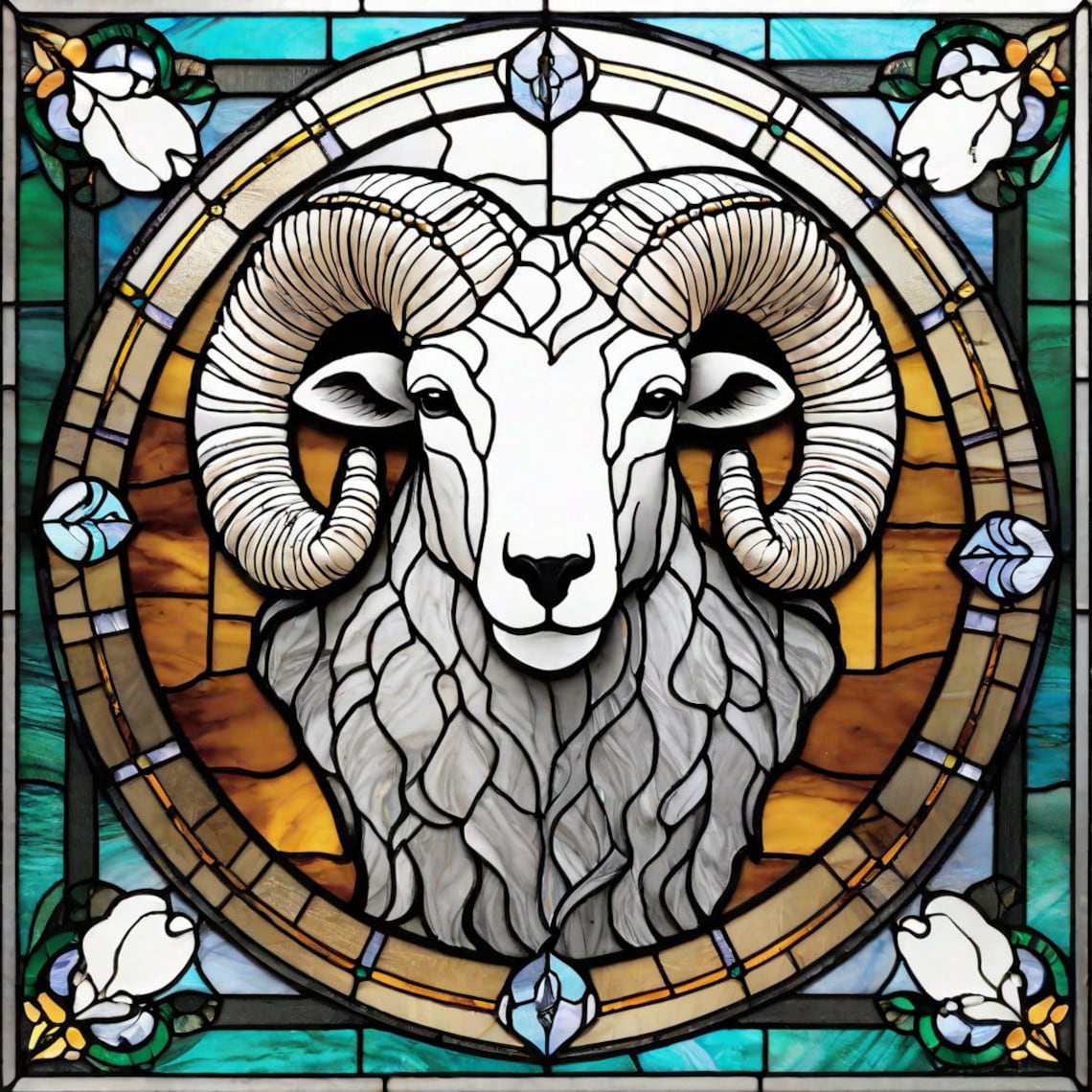 50 Stained Glass Rams Bundle PNG High Resolution Big Stained Wall Art ...