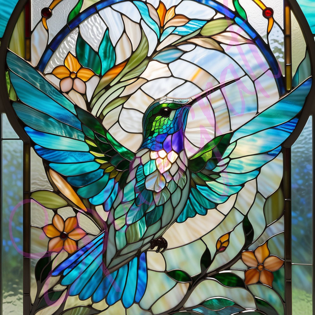 50 Stained Glass Hummingbird Bundle PNG High Resolution Big Stained ...
