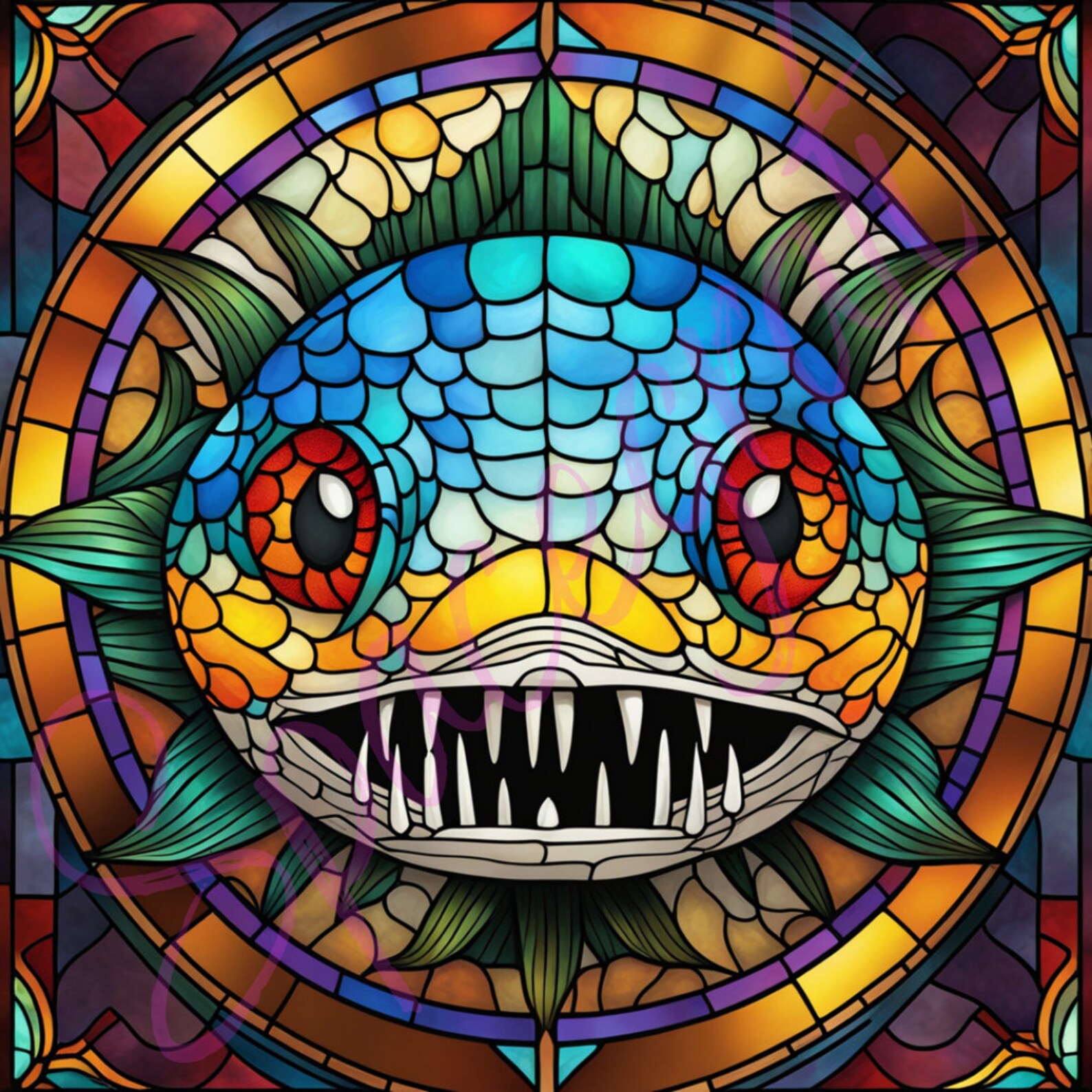 50 Stained Glass Puffer Bundle PNG - High Resolution Big Stained Wall ...