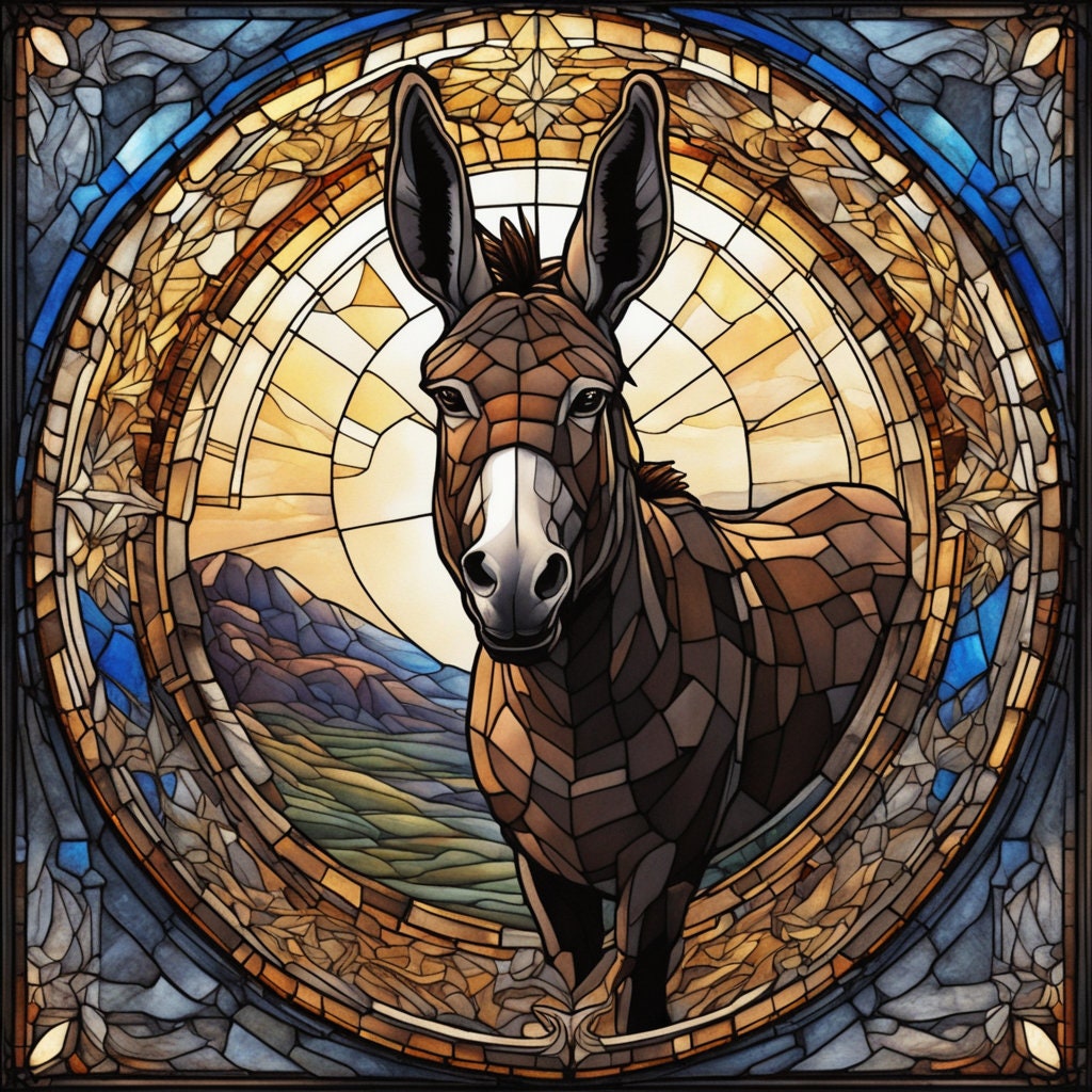 50 Stained Glass Donkeys Bundle PNG - High Resolution Big Stained Wall ...
