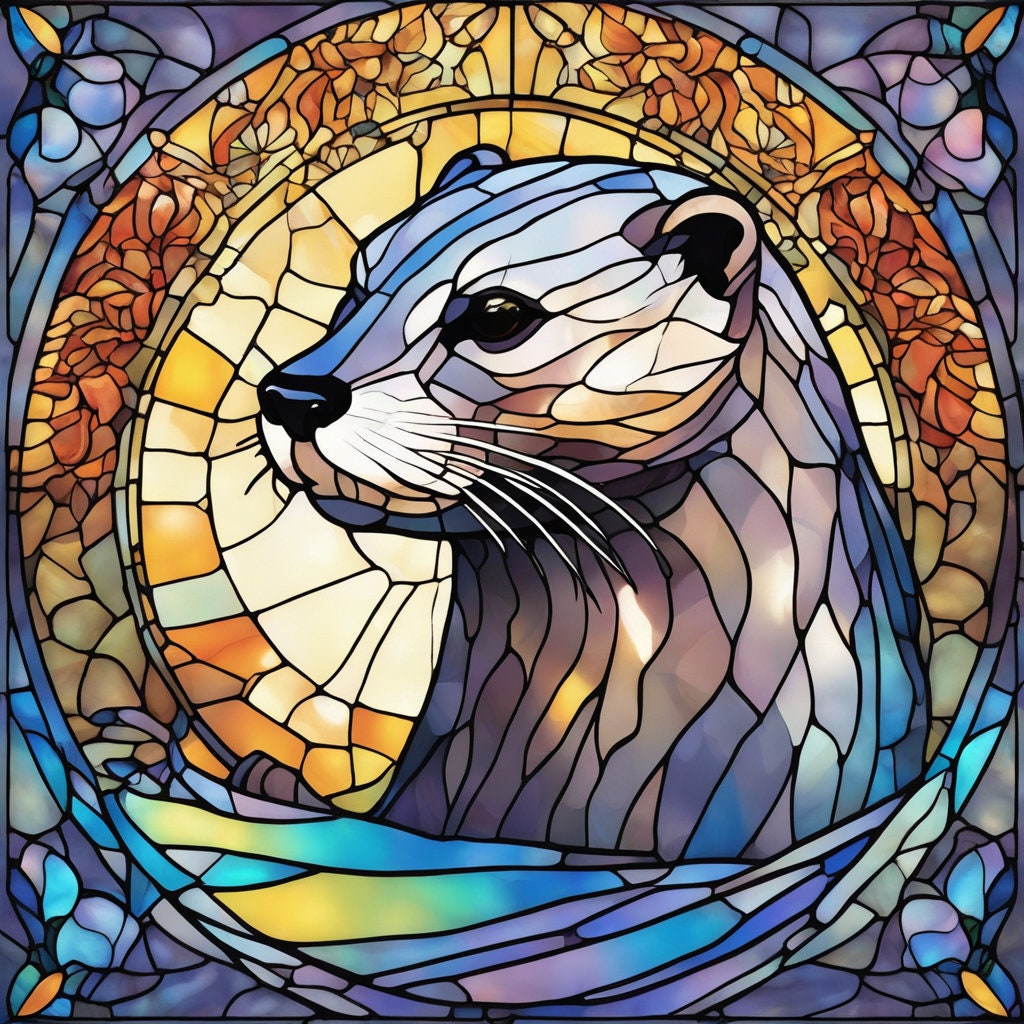 50 Stained Glass Otter Bundle PNG - High Resolution Big Stained Wall ...