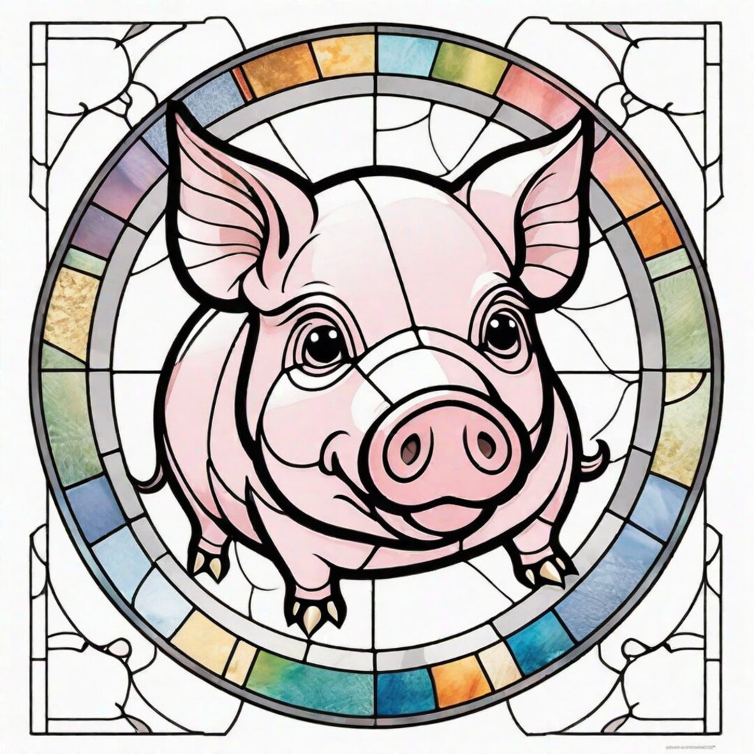50 Stained Glass Pigs Bundle PNG High Resolution Big Stained - Etsy