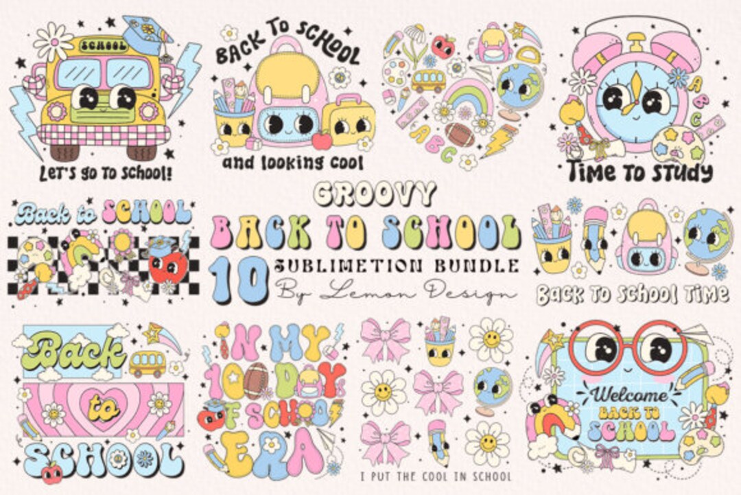Groovy School Clipart Retro Back to School Groovy Teacher Clipart ...