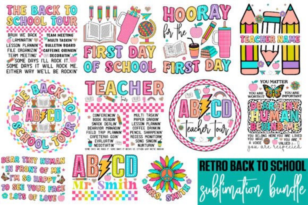 Groovy School Clipart Retro Back to School Groovy Teacher Clipart ...