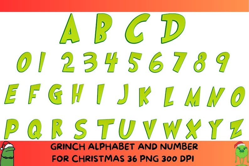 Grinch Alphabet and Number for Christmas - Etsy