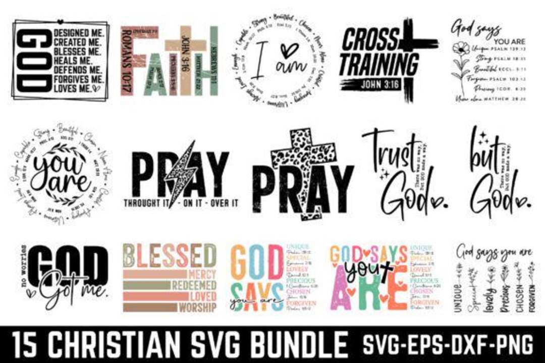 Christian SVG Design Bundle, Religious Cut Files (svg, Png, Eps, Dxf ...